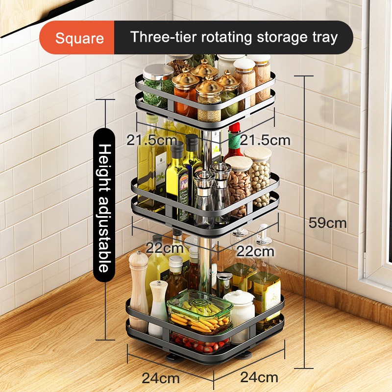 Uwell 360° Rotating Spice Rack Rotatable Kitchen Turntable Organizer ...