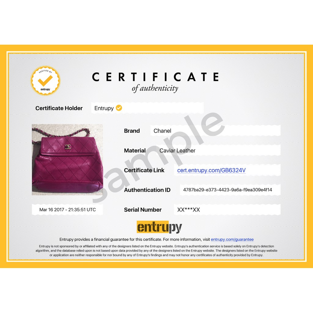 Certificate of Authenticity Entrupy Authenticate First Real Authentication | Lazada PH