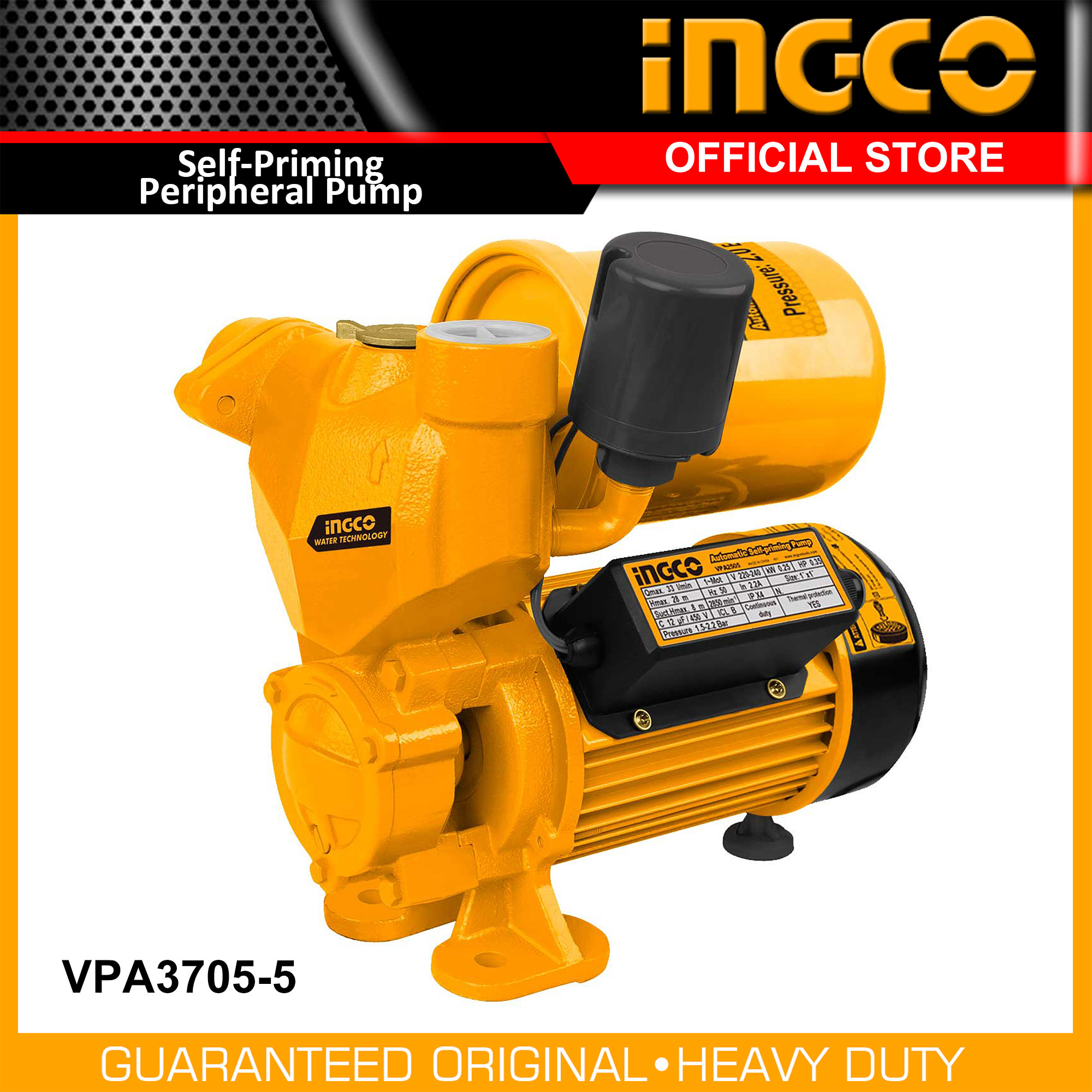 INGCO Self-Priming Peripheral Pump 0.5HP 370W VPA3705-5 IPT | Lazada PH