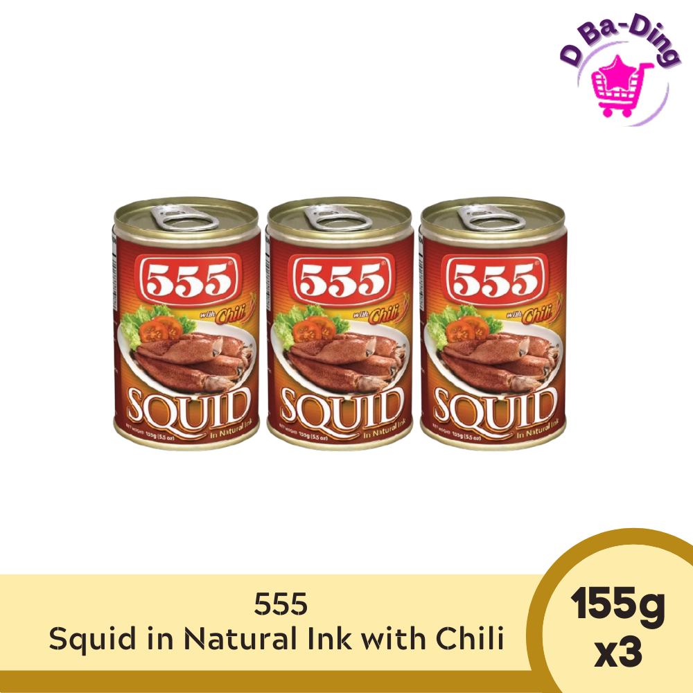 555 Squid in Natural Ink with Chili 155g x3 | Lazada PH