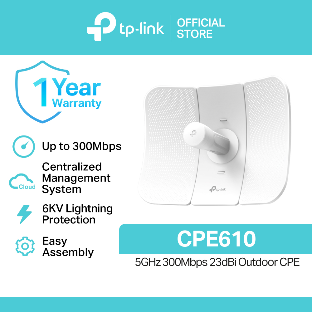 TP-Link CPE610 5GHz 300Mbps 23dBi Outdoor CPE | Outdoor AP | P2P ...