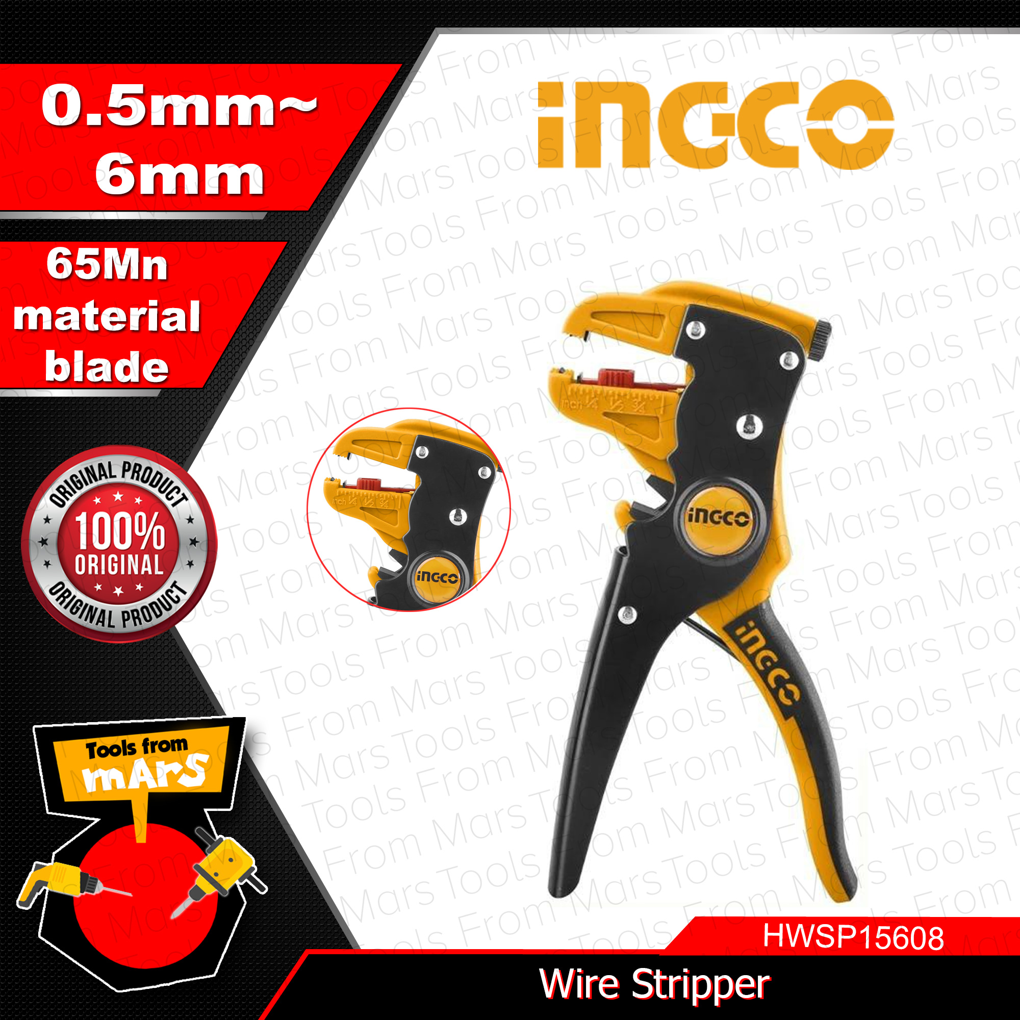 INGCO Wire Stripper 0.5-6mm HWSP15608 •TOOLS FROM MARS• IHT | Lazada PH