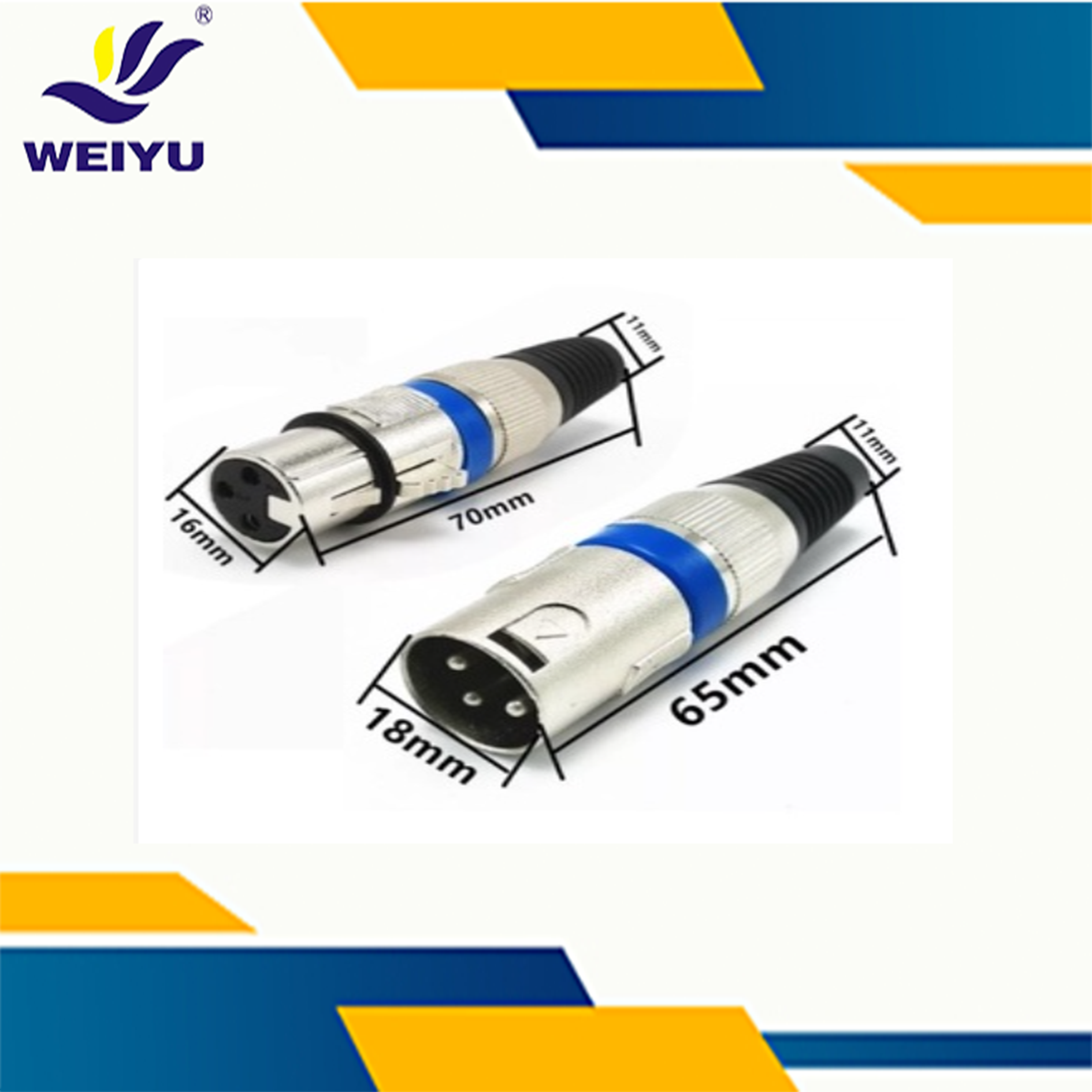 Female Male MIC Jack XLR 3 Pin Plug Audio Microphone Cable Connector ...