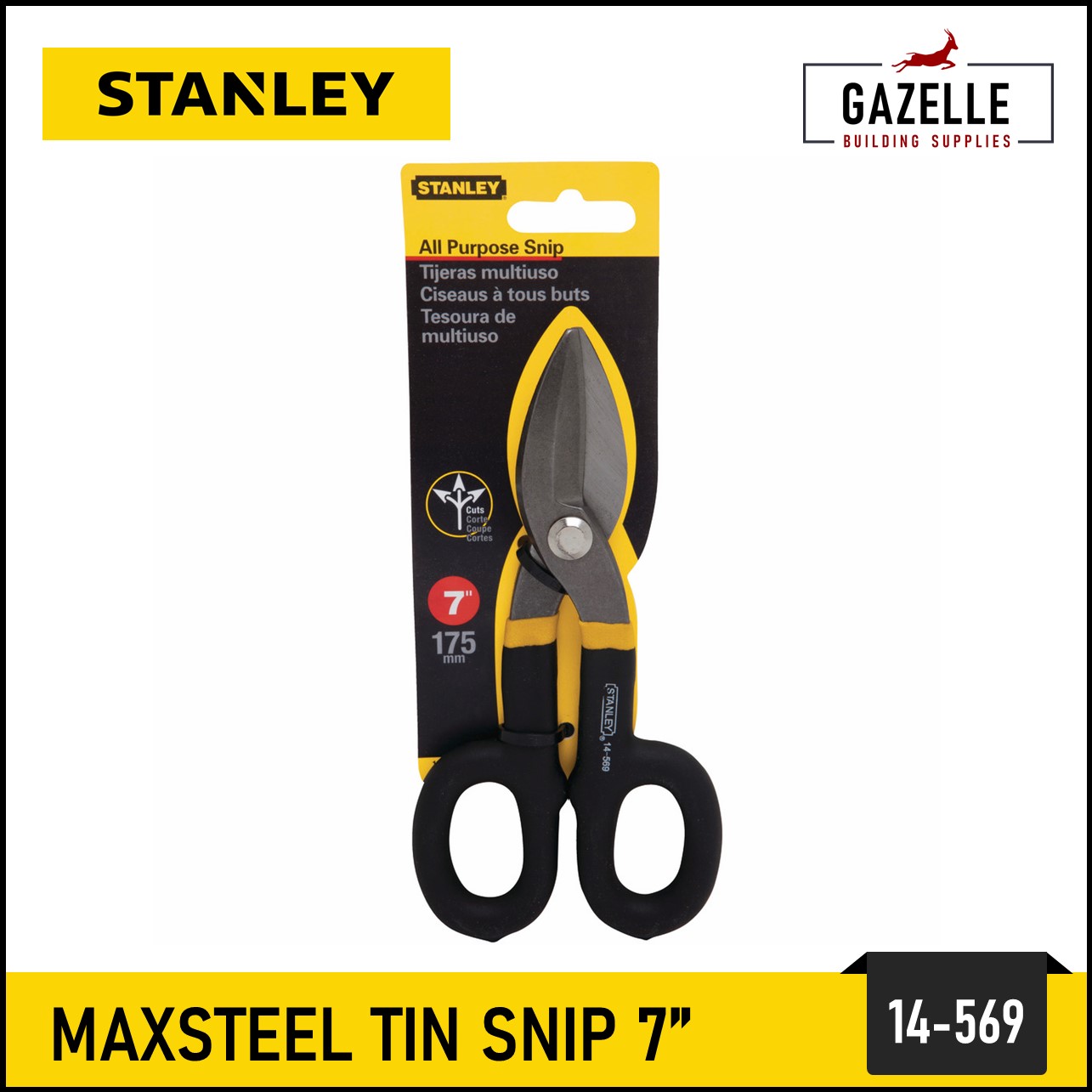 Stanley Maxsteel Tin Snip All-Purpose Snip - 7" / 10" / 12" 14-569 / 14 ...