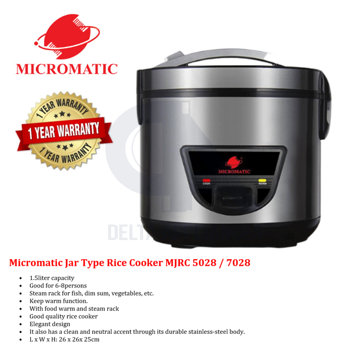 Micromatic Rice Cooker with Steamer Original with 1 Year Warranty Jar ...