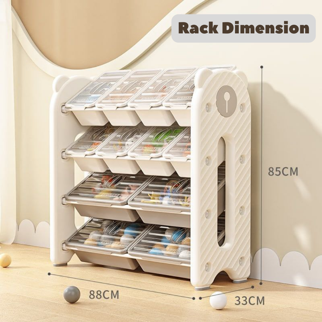 BYJ Bear Toy Storage Rack with Cover Kids Play Room Space Saver ...