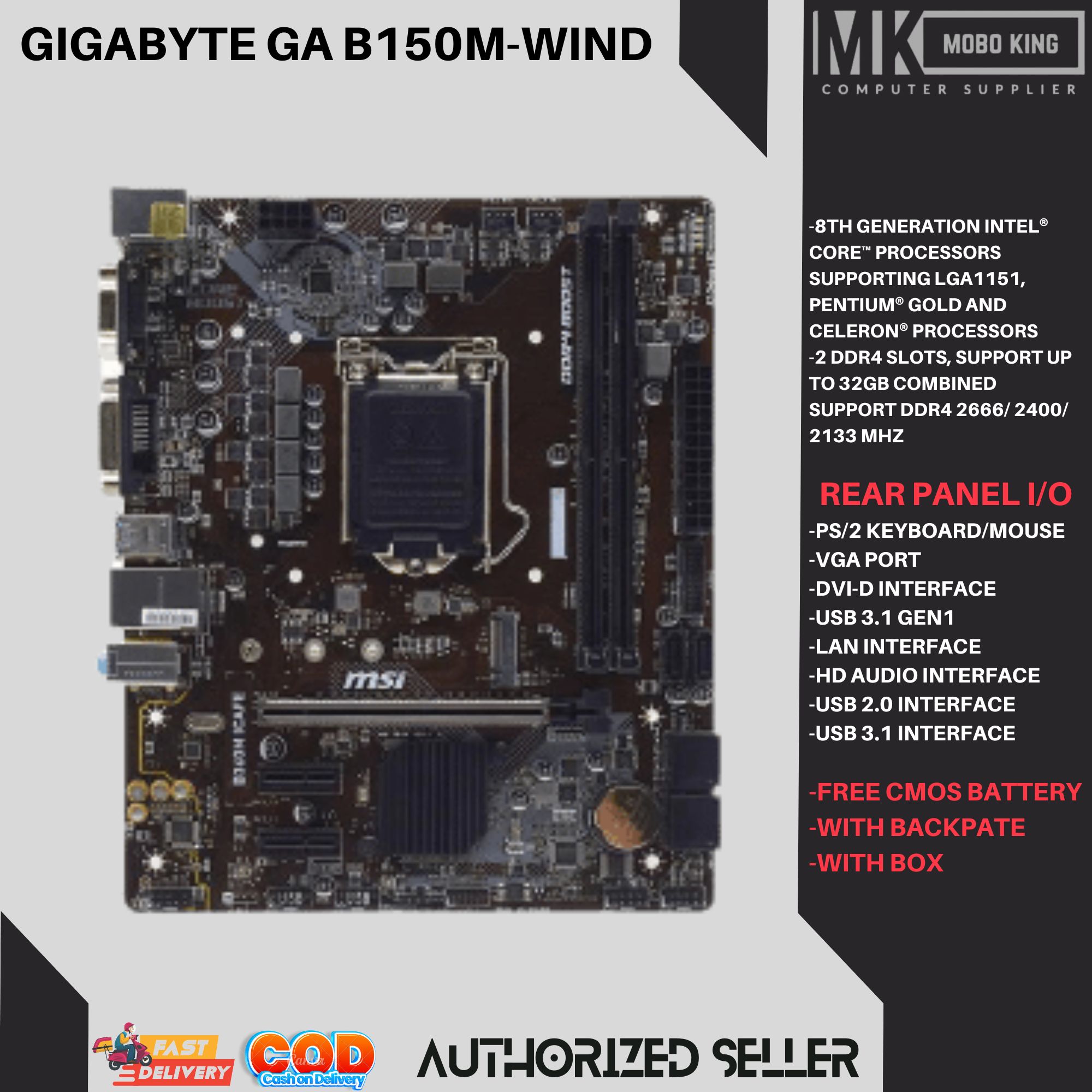 MSI B360M-ICAFE 8TH GEN Motherboard LGA 1151 DDR4 mATX M.2 i3 i5 i7 ...