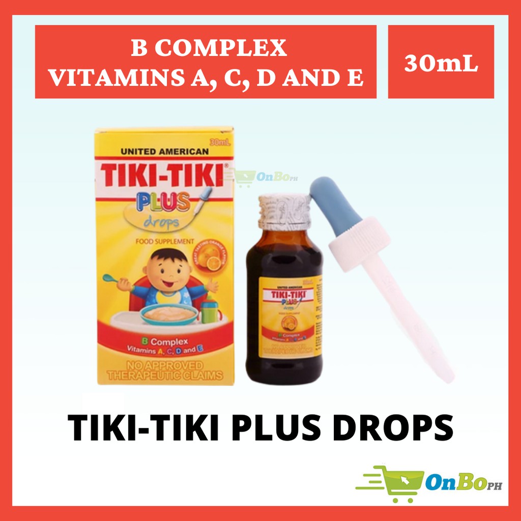 ONBOx TIKI TIKI PLUS Drops 30mL with B Complex; Vitamins A C D and E ...