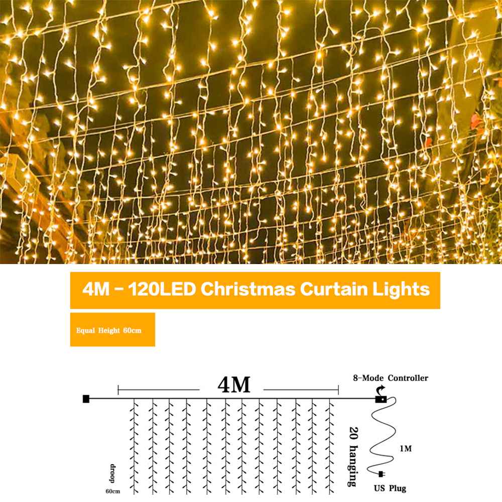 LED light strip Christmas LED Icicle Lights Decorations Outdoor Fairy ...