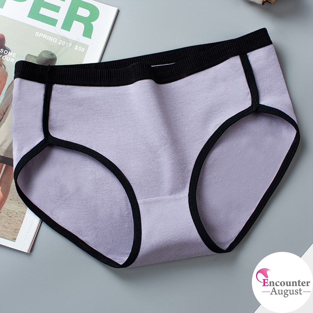 Plus Size Lingerie Women's Cotton Briefs Patchwork Panties Mid Waist ...