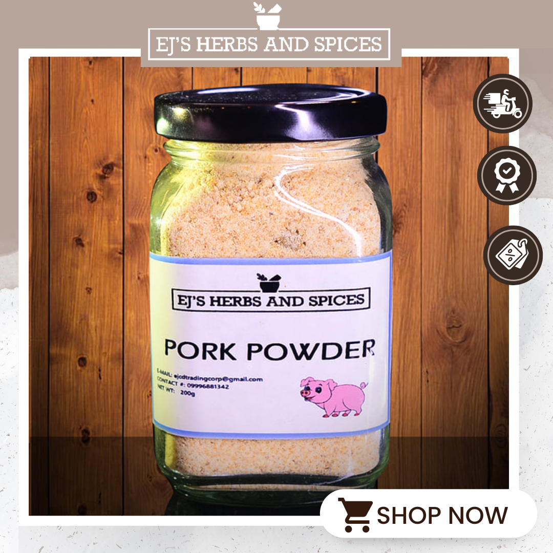 EJs Herbs and Spices PORK POWDER 200g in Large Square Glass Jar | Lazada PH