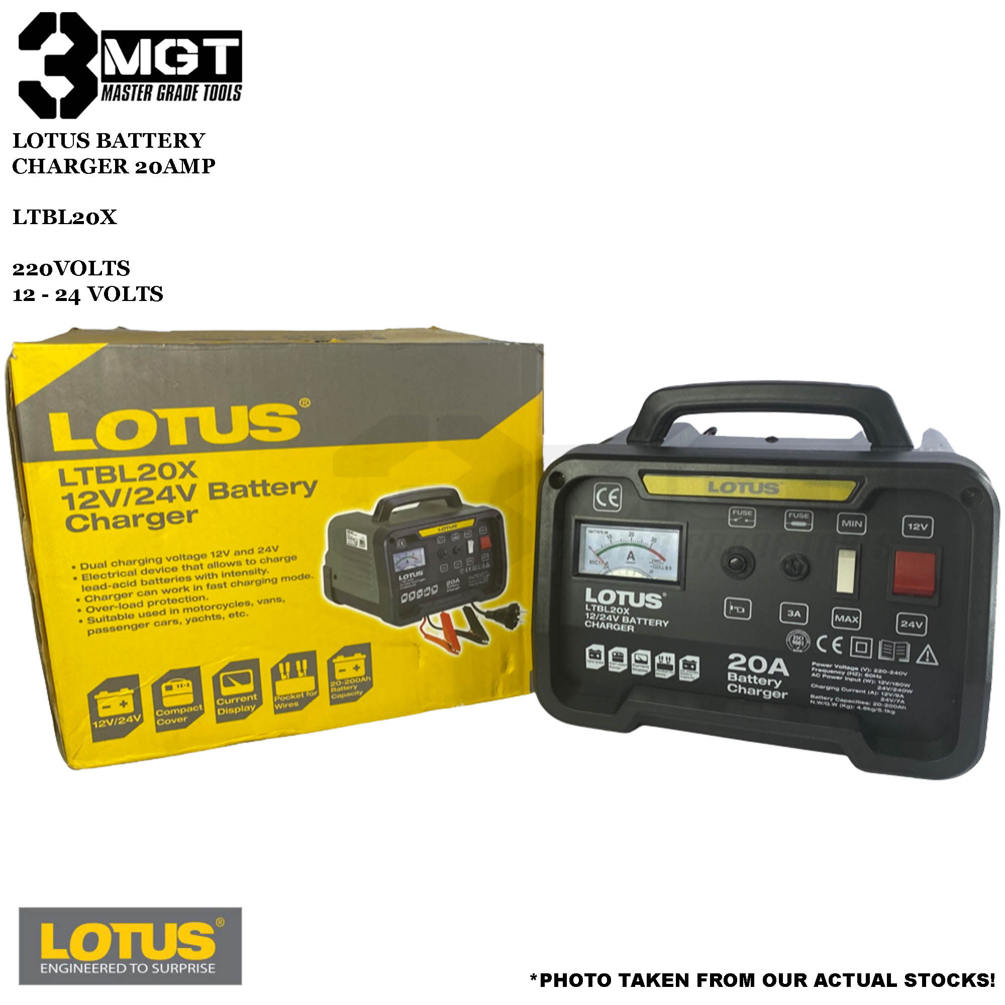 3MGT TRADING LOTUS ORIGINAL BATTERY CHARGER 12V/24V 20A | Lazada PH