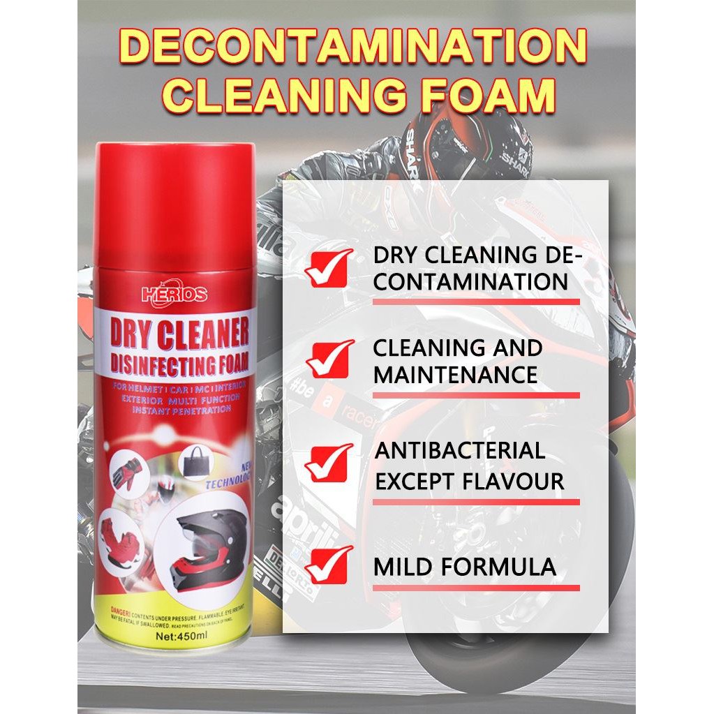 HERIOS DRY CLEANER DISINFECTING FOAM INTERIOR EXTERIOR MULTI-FUNCTION ...