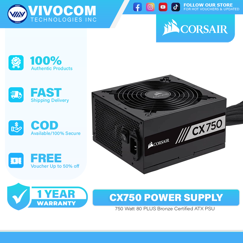 CORSAIR CX Series CX750 – 750 Watt 80 PLUS Bronze ATX Power Supply ...