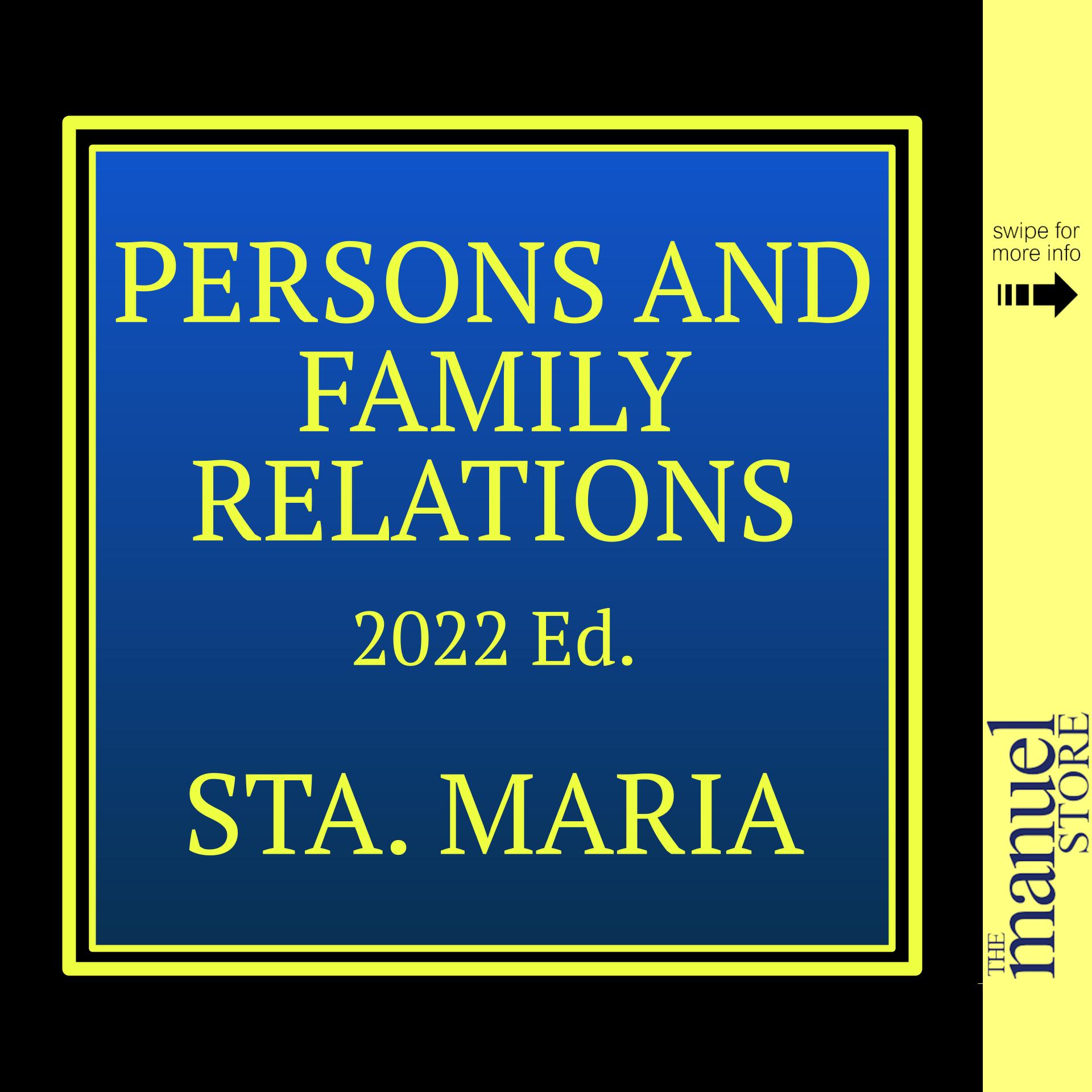 Sta. Maria (2022) - Persons and Family Relations - Civil Law - by ...
