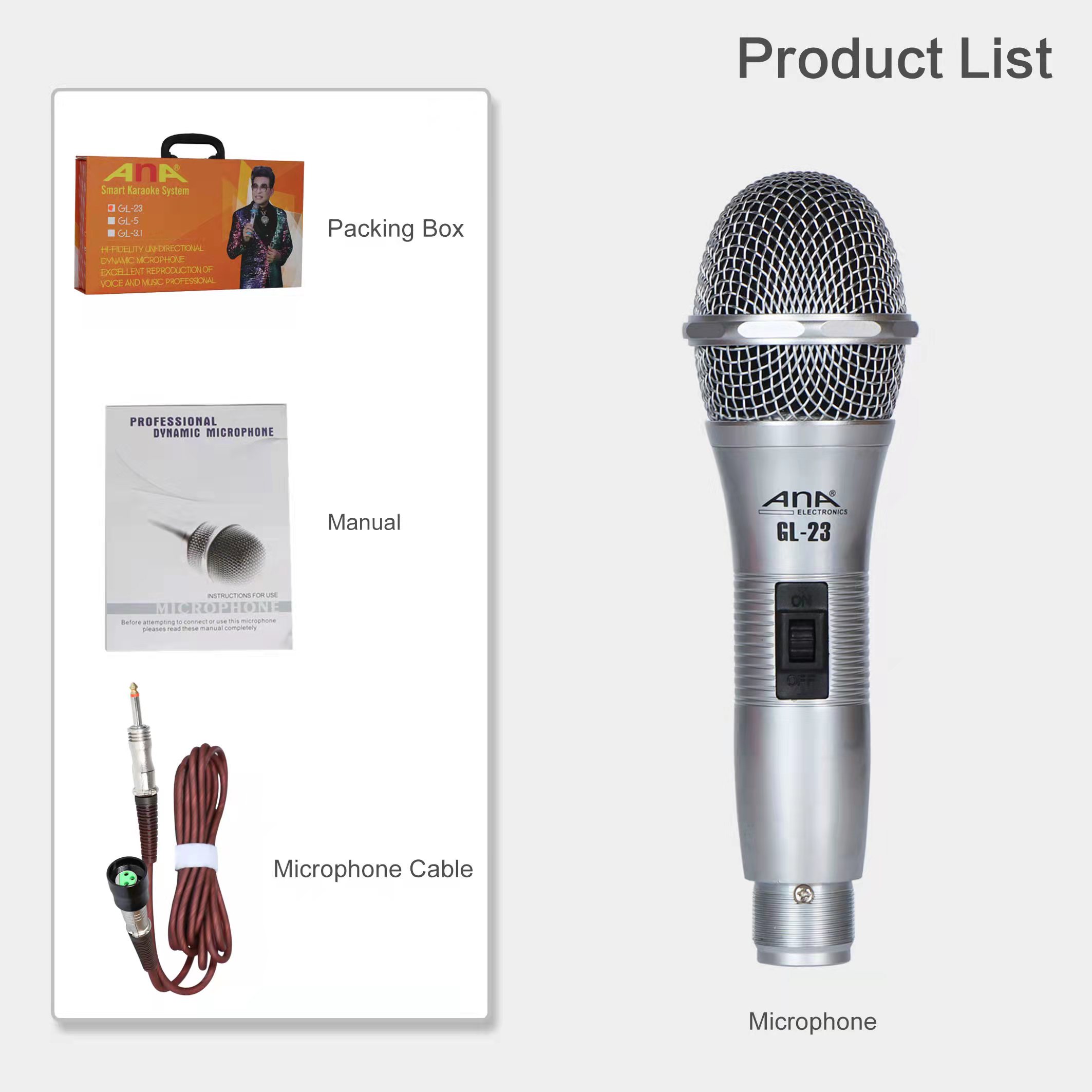 ANA GL-23 Model Heavy Duty 10M Wire Microphone Free Microphone Foam And ...