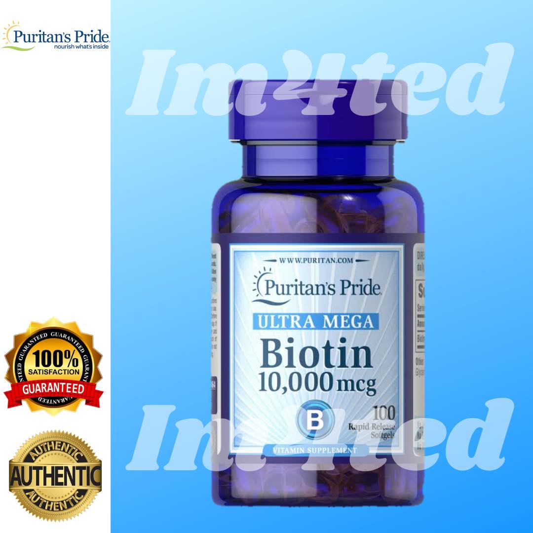 PURITAN'S PRIDE BIOTIN 10000 mcg 100 softgel capsules IMPORTED FROM USA ...