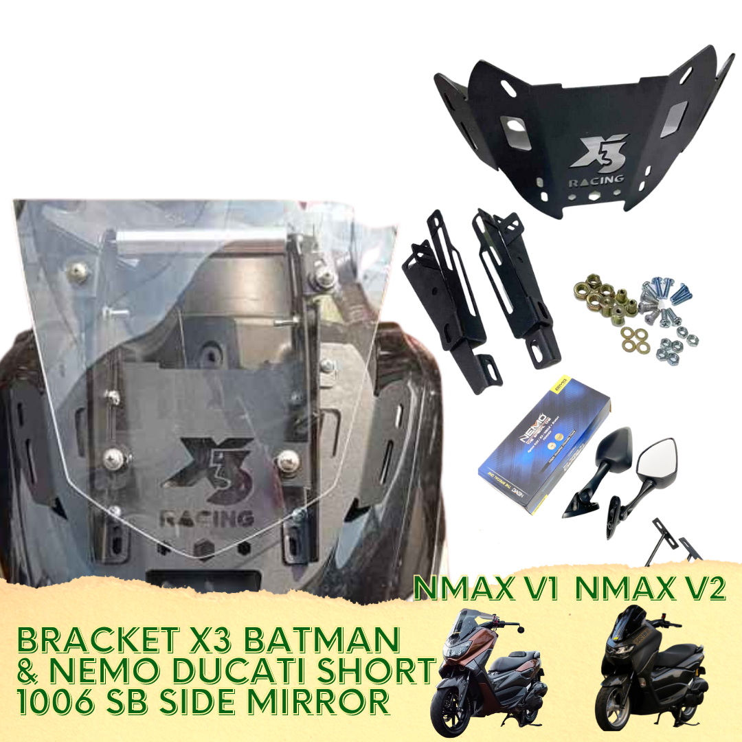 BMA NMAX V1 NMAX V2 Bracket X3 Batman for Side Mirror and Windshield ...