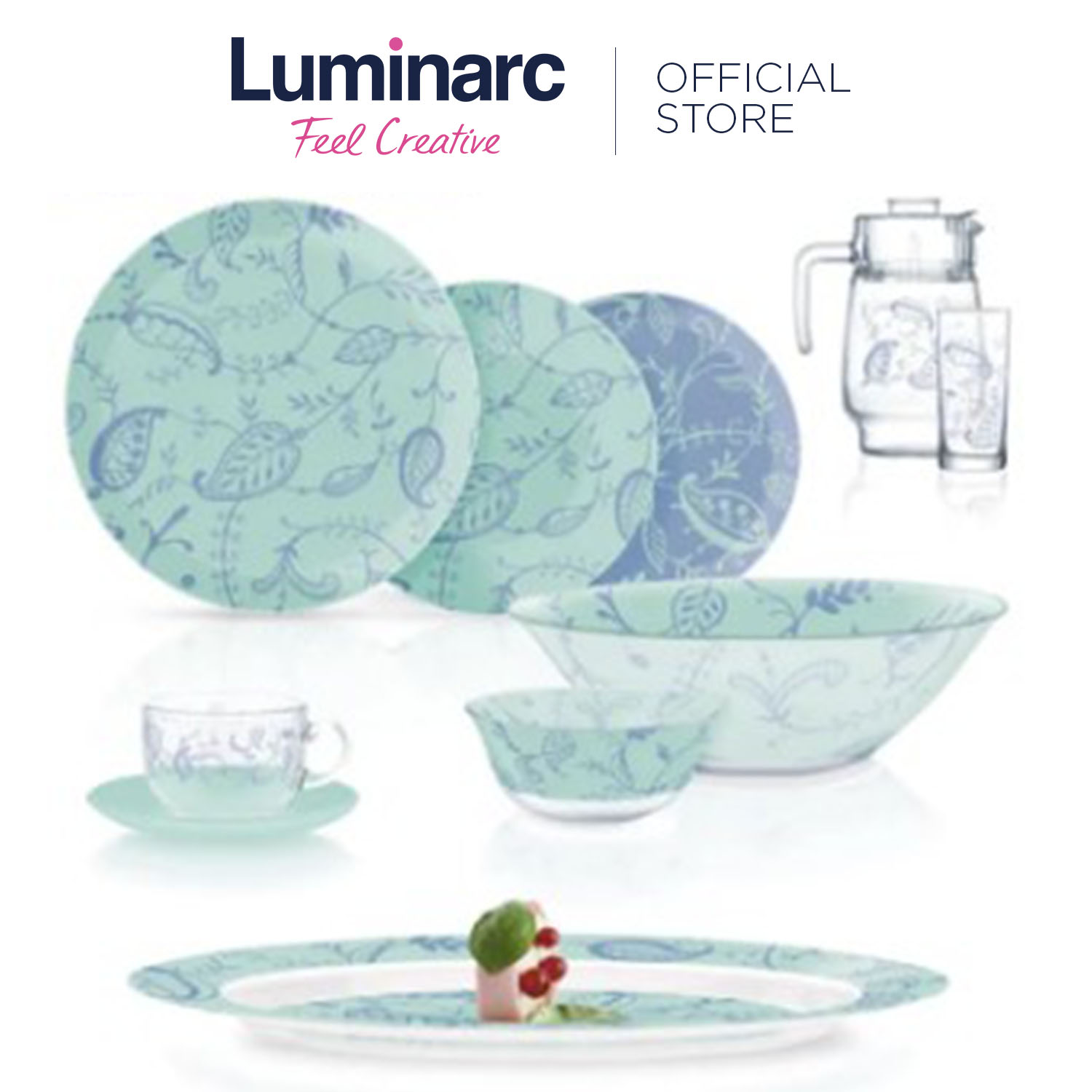 Luminarc 46pc Simply Garnet Fully Tempered Sodo Glass Dinner Set Q0925 ...