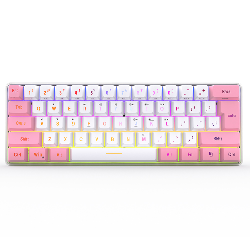 60% Wired Gaming Keyboard True RGB Backlit Ultra-Compact Mini Keyboard ...