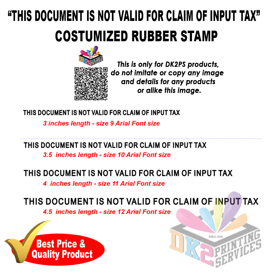 THIS DOCUMENT IS NOT VALID FOR CLAIM OF INPUT TAX COSTUMIZED RUBBER ...