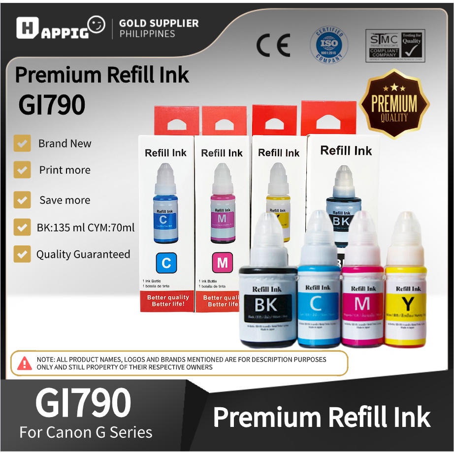 Canon Ink GI790 (BCMY) INK SET 790 Refill ink Compatible For Canon ...