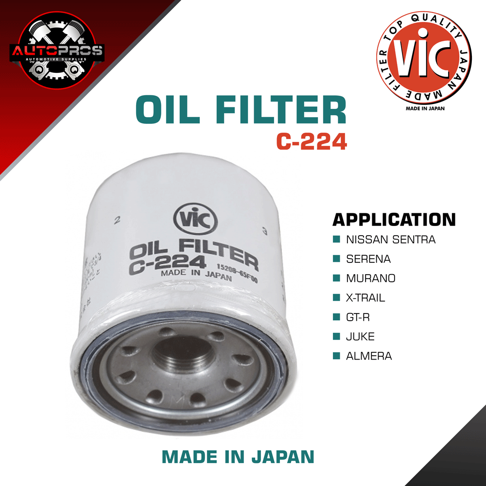 VIC C-224 OIL FILTER for Nissan Sentra, Serena, Murano, X-Trail, GT-R, Juke, Almera | Lazada PH