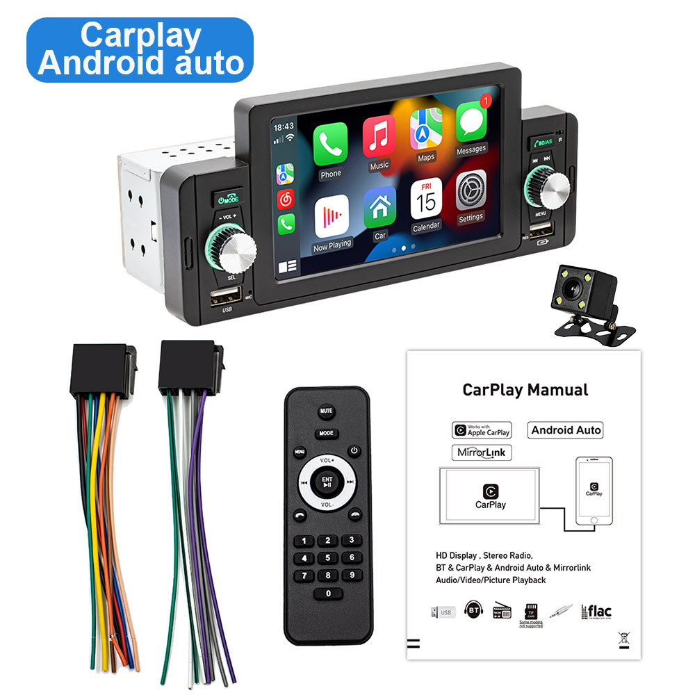 ESSGOO Car Radio 1Din MP5 Player Autoradio Stereo 5 Inch IPS Screen Carplay Mirror Link ...