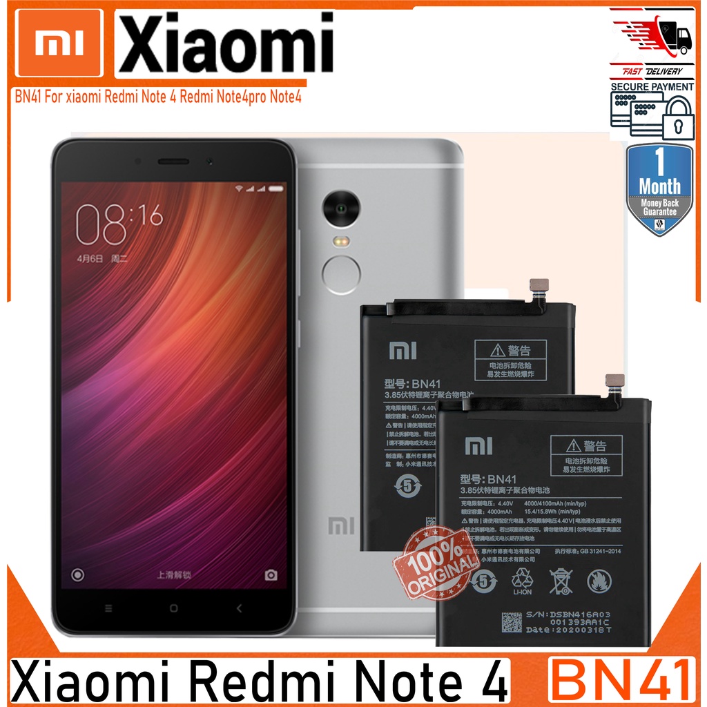 Xiaomi Redmi Note 4 BN41 Battery (Original Equipment Manufacturer ...