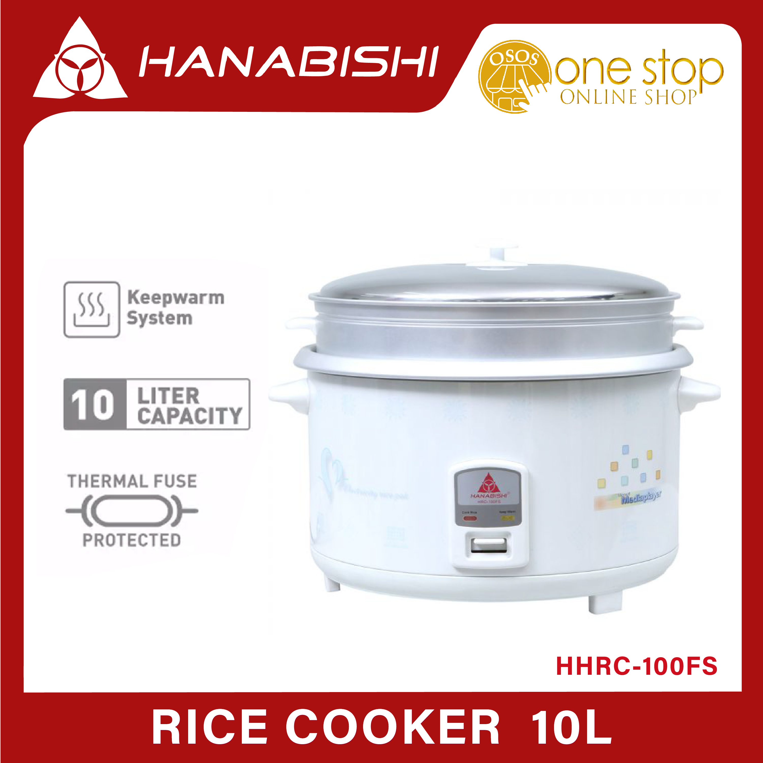 HANABISHI Rice Cooker 10L capacity estimated serves 100 persons HHRC ...