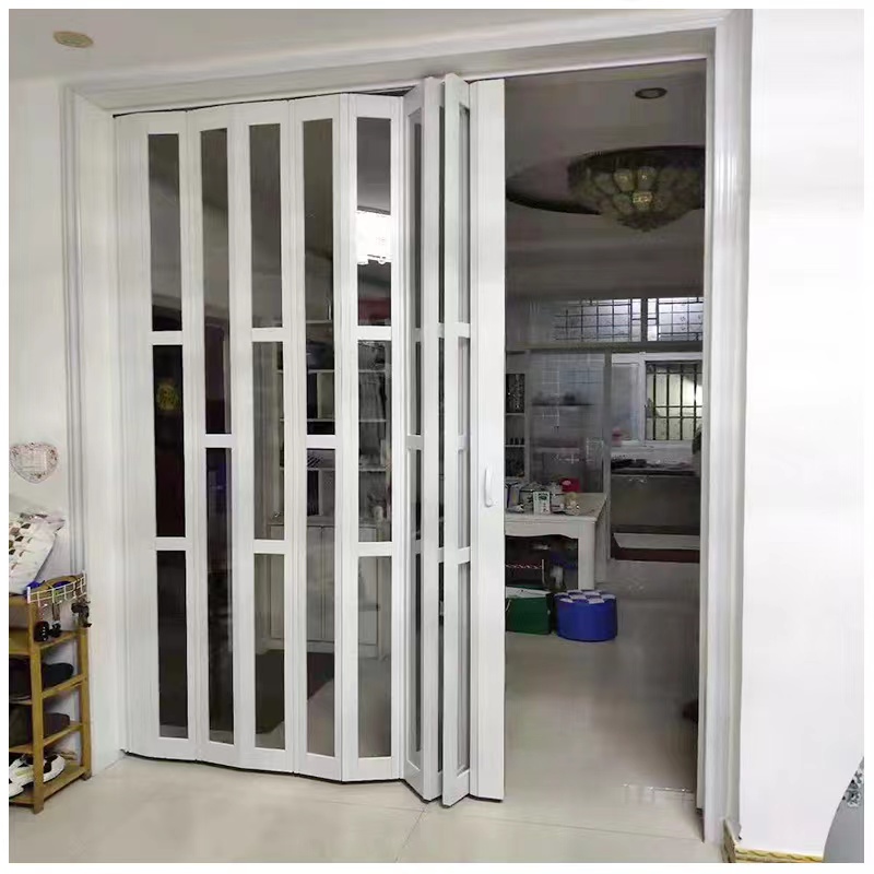 [COD]Sliding door PVC folding door indoor household partition rail door ...