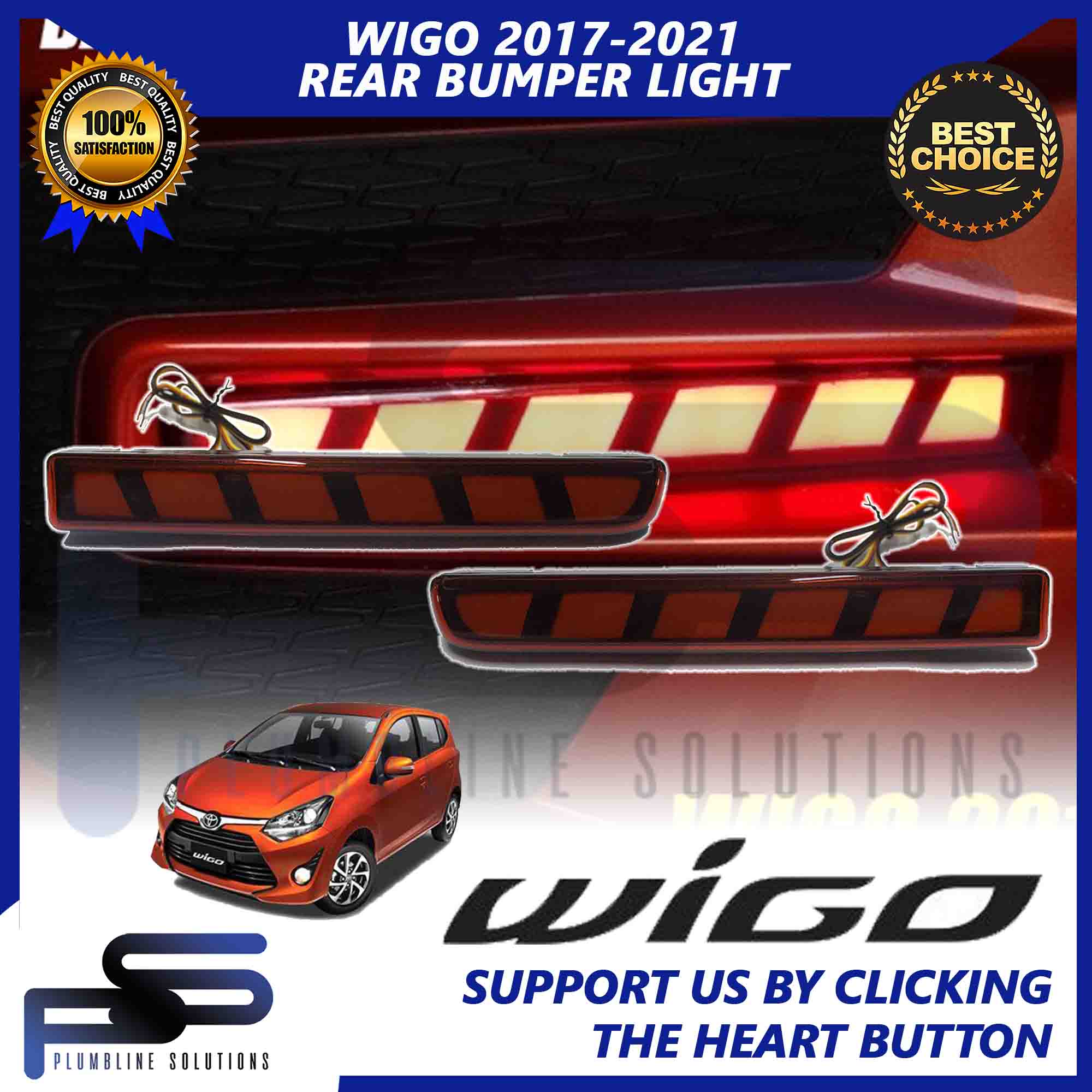 Rear Bumper Light for Toyota Wigo 2012 2013 2014 2015 2016 2017 2018 ...