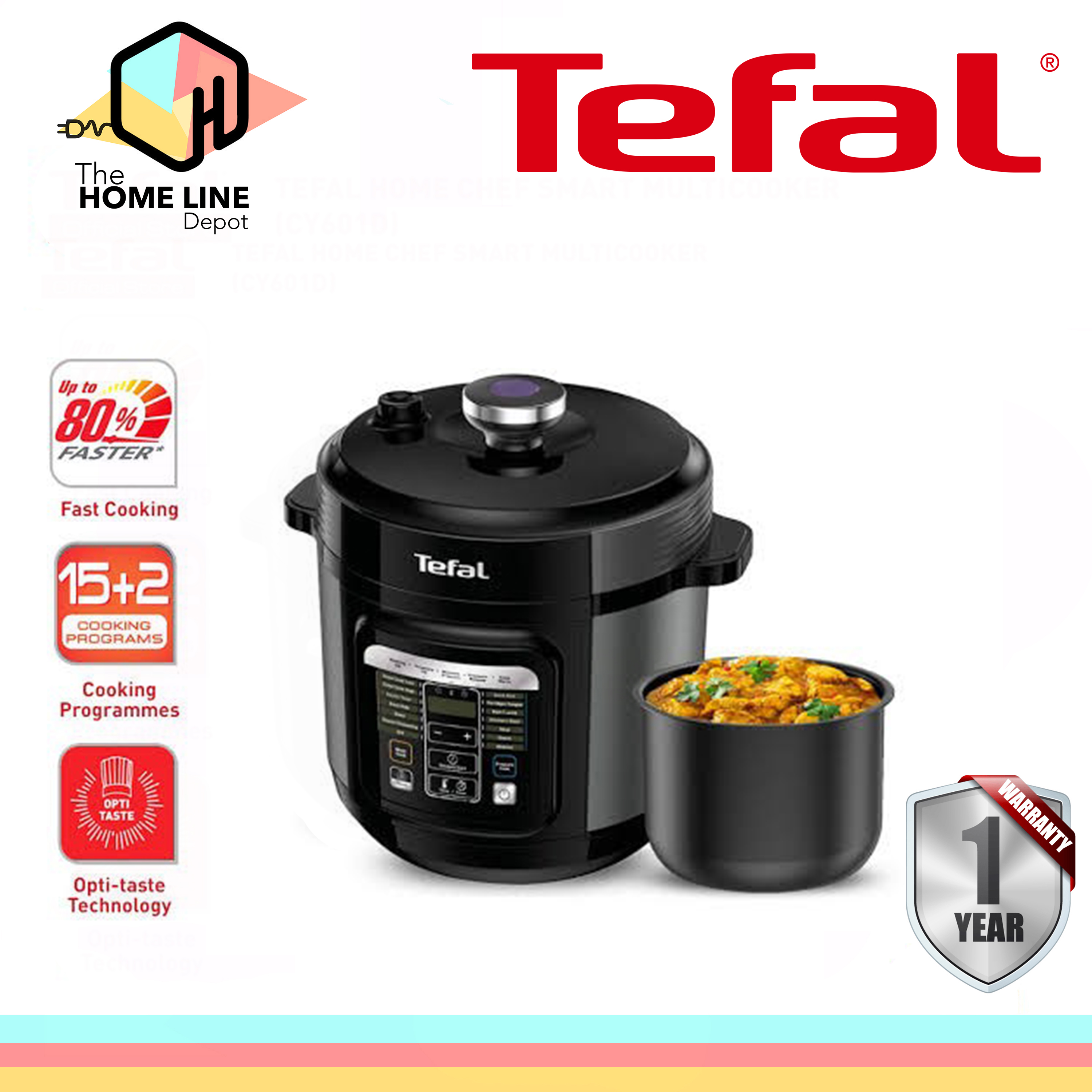 TEFAL HOME CHEF SMART ELECTRIC PRESSURE COOKER 6L CAPACITY CY601D ...