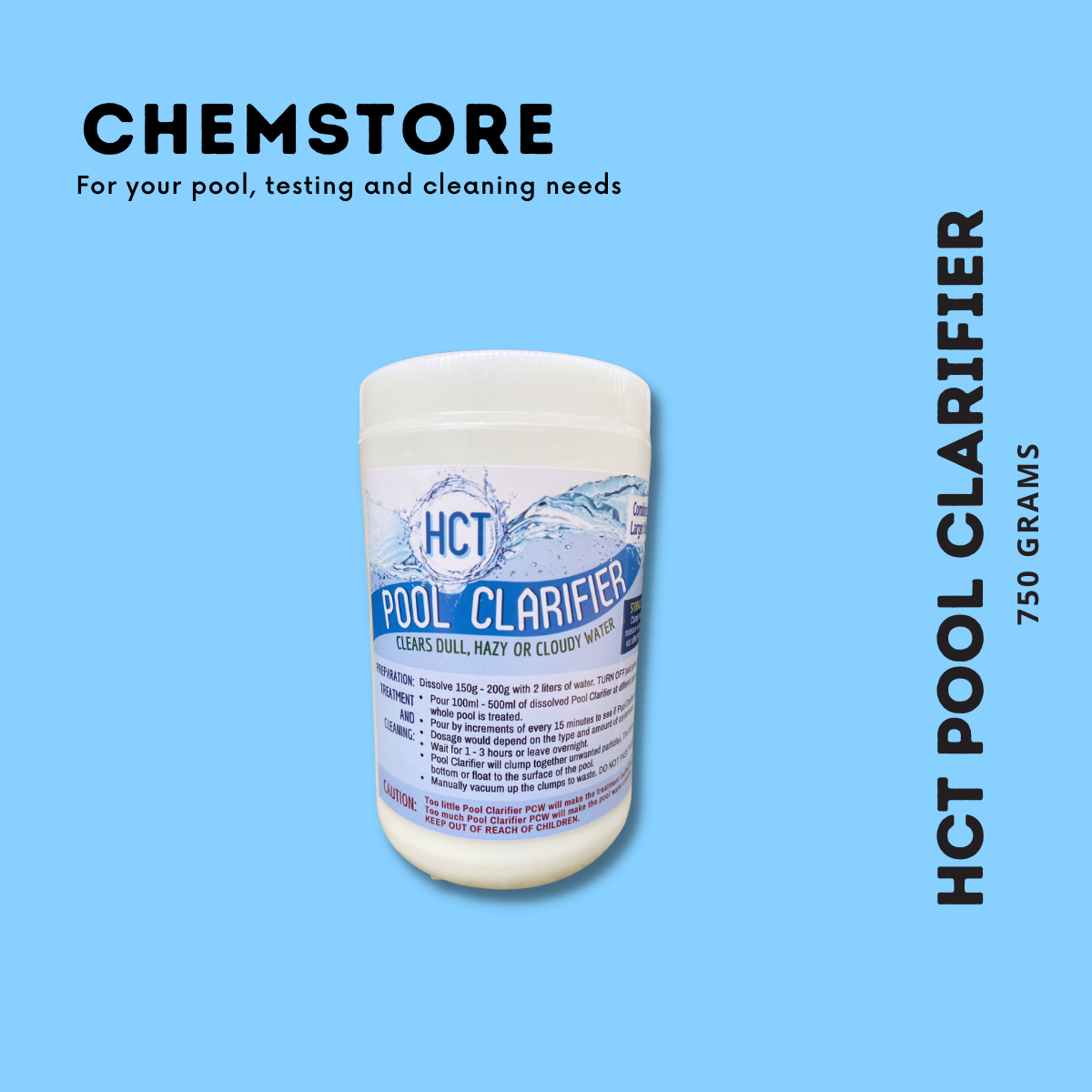 Pool Clarifier HCT 750 grams Flocculant Swimming Pool Cleaning ...