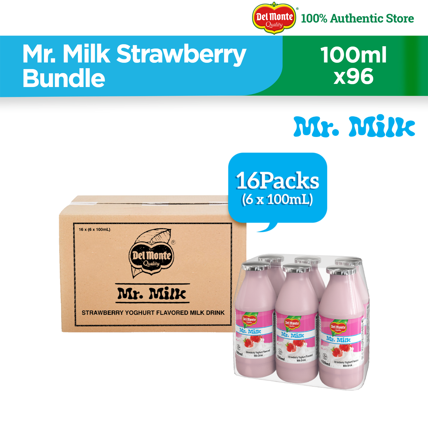 MR.MILK Strawberry Yoghurt Flavored Milk Drink that Kids Love - 100ml x ...