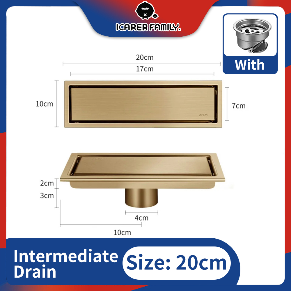 Long Rectangular Floor Drain Shower Drainer with Cover Traps Bathroom ...