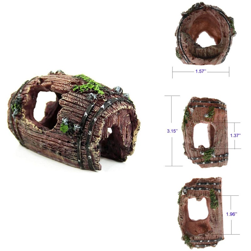 【DDC AQUA】Aquarium Broken Barrel Decorations Betta Fish House Cave ...
