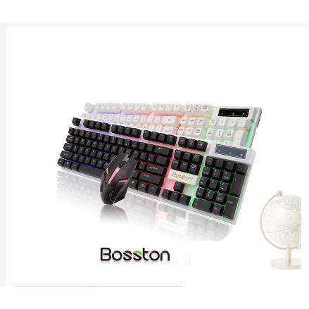 Boston 8310 rainbow backlight computer USB wired keyboard and mouse set ...