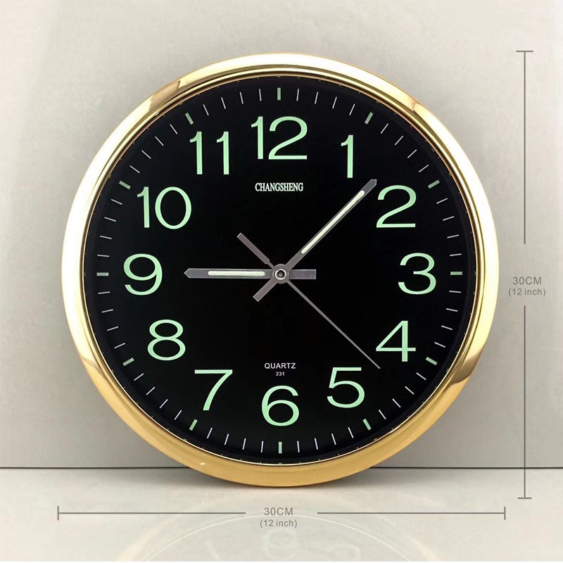 12inch Modern Luminous Large Quartz Wall Clock Glow In The Dark Bedroom ...