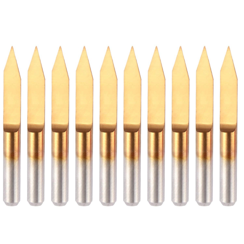 10Pcs 30 Degree 0.1mm Tip Titanium Coated Flat Bottom Carbide PCB ...