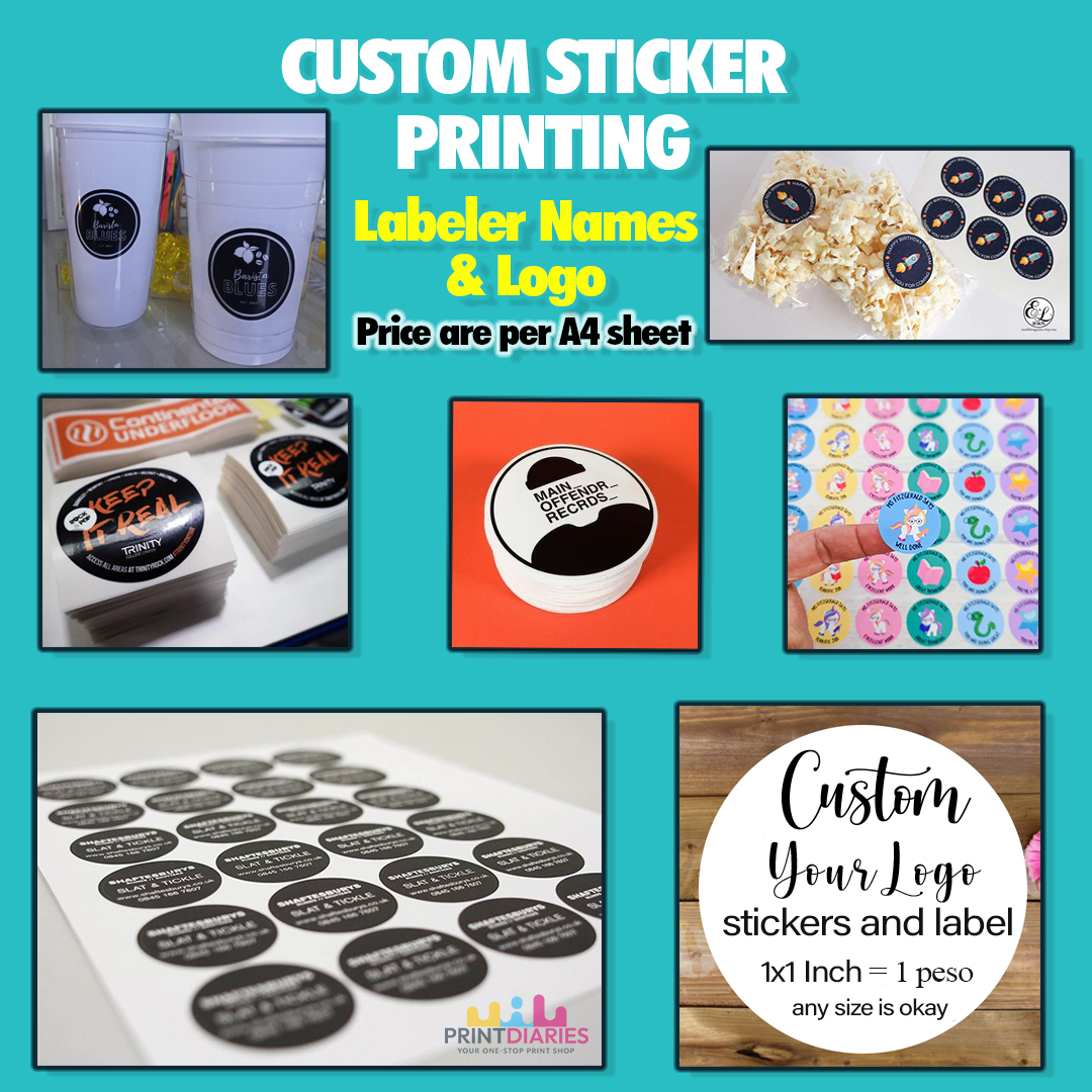 Customized Sticker Labels (per A4 sheet), Labeler Names Brand Logo Waterproof Sticker | Lazada PH