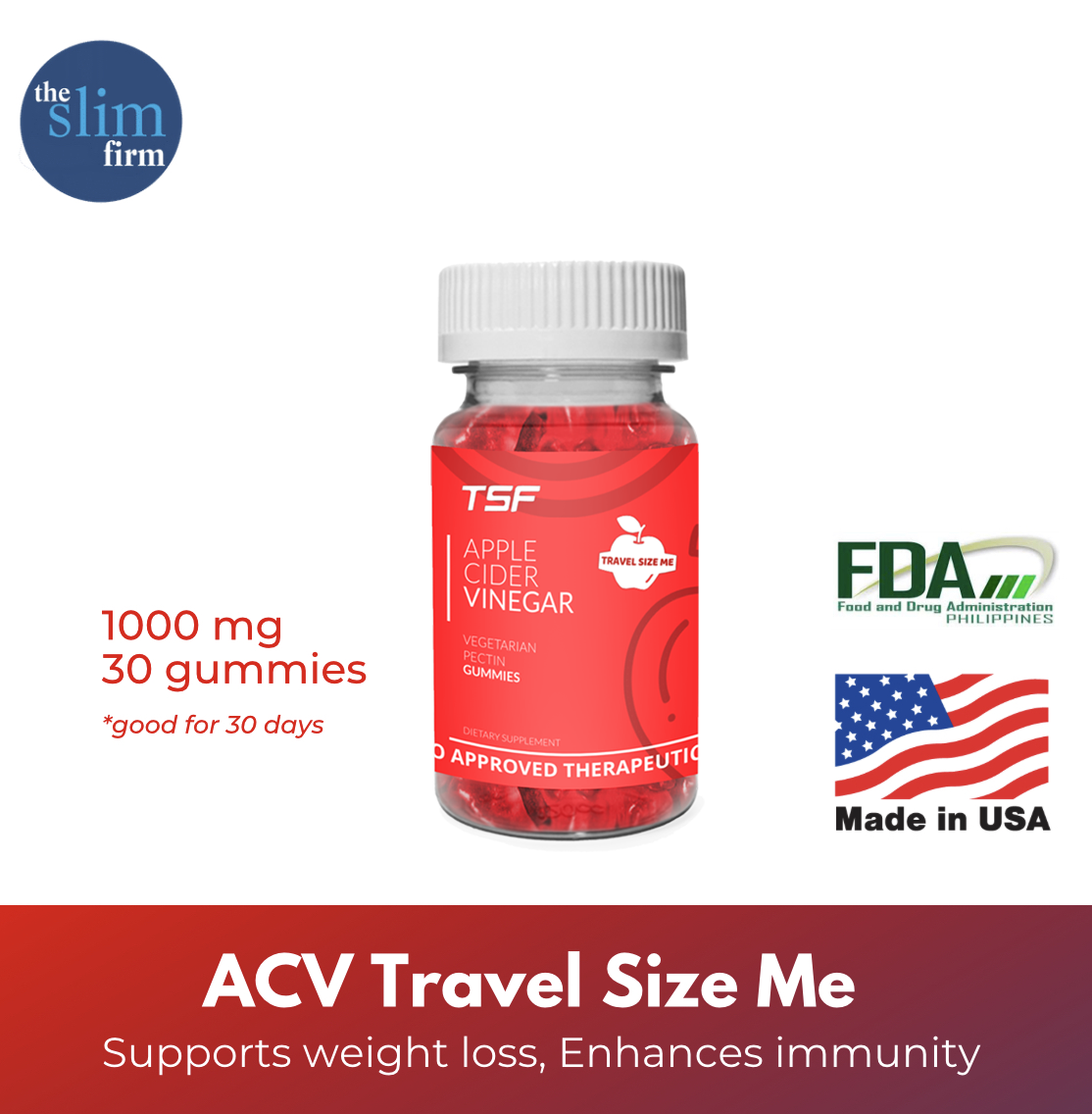 The Slim Firm ACV GUMMIES TRAVEL SIZE 1000mg (30 gummies) | Lazada PH