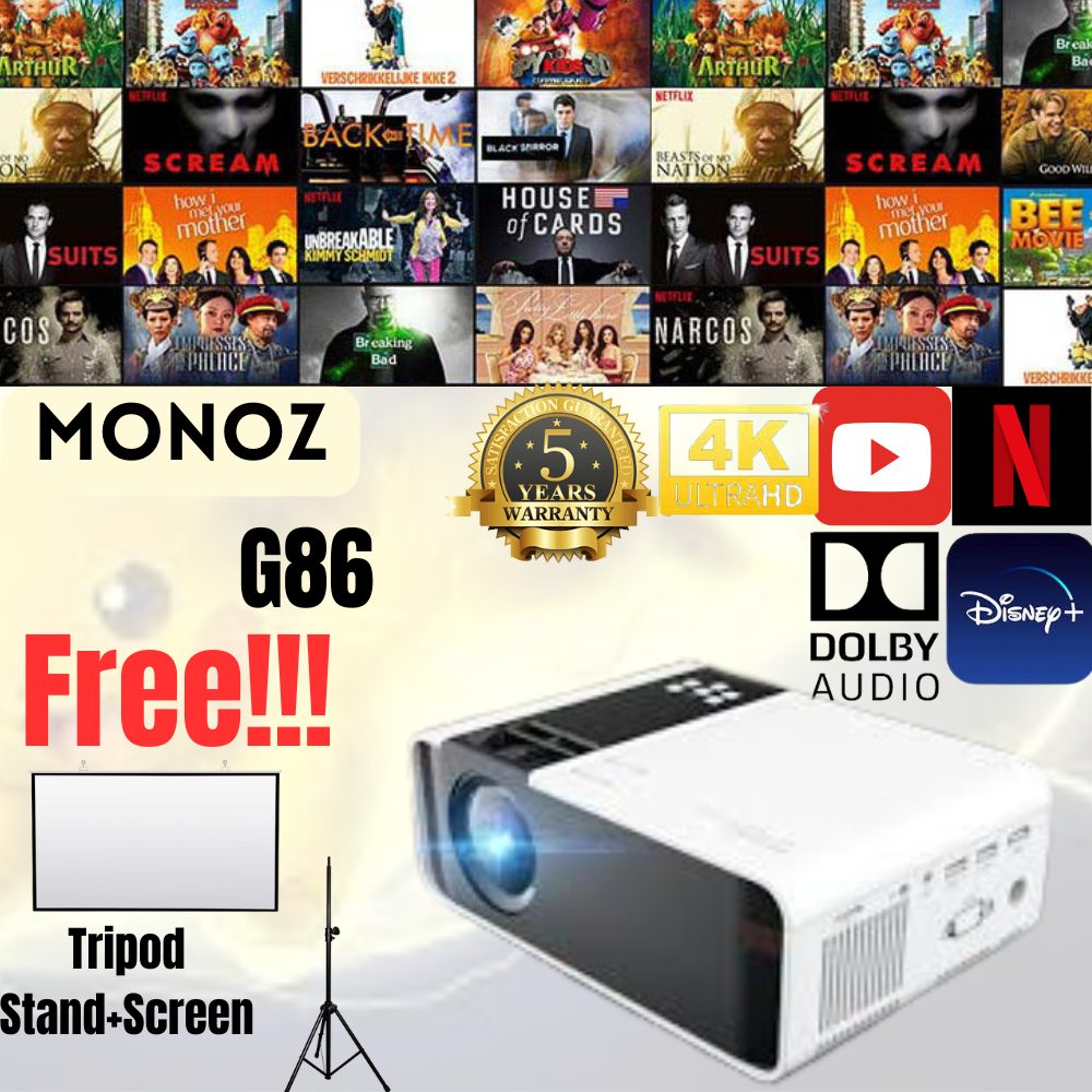 Ready Stock 5 Years Warranty LENS 6000 Monoz G86 Projector FULL HD ...