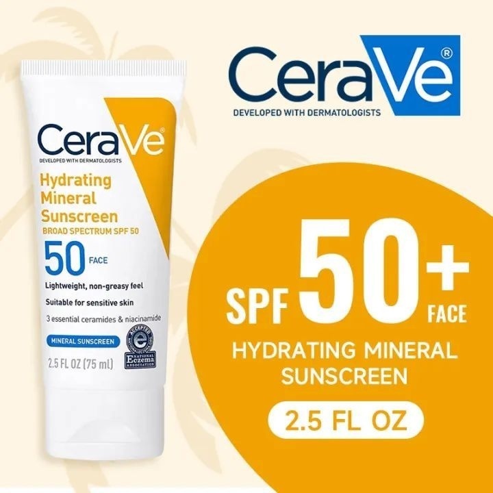 Cerave Hydrating Mineral Sunscreen SPF 50 & SPF 30 Sunblock For ...