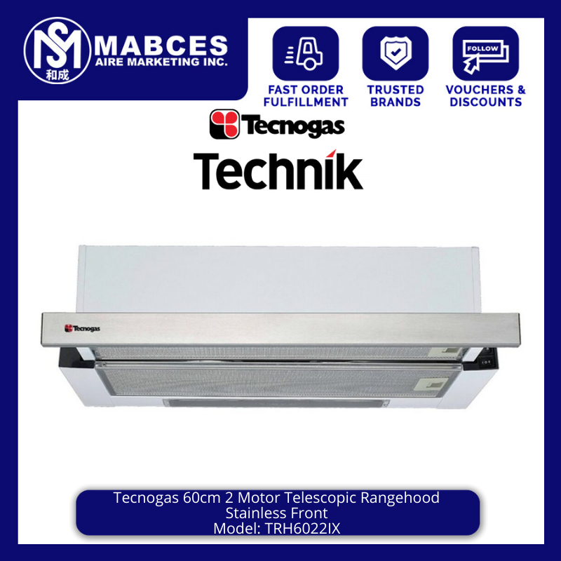 Tecnogas 60cm 2 Motor Telescopic Rangehood Stainless Front TRH6022IX ...