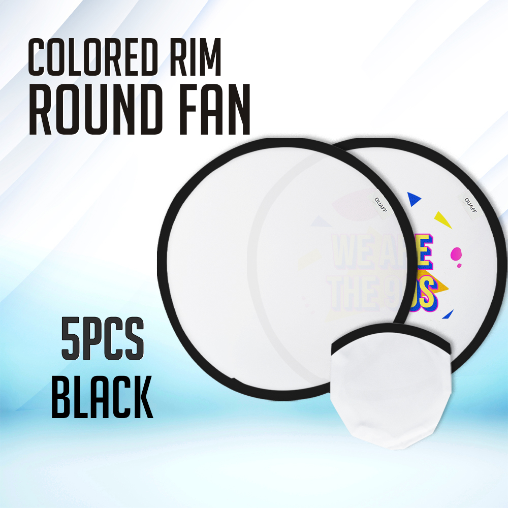 FMP 5pcs QUAFF Blank Printable Foldable Rim Color Round Fan Foldable ...