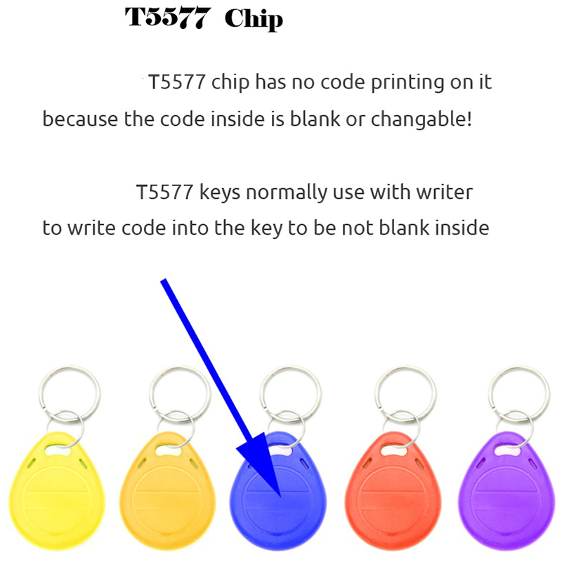 50Pcs T5577 Blank Key Tag RFID Chip Ring Cards Tags Keytag 125 Khz Copy ...