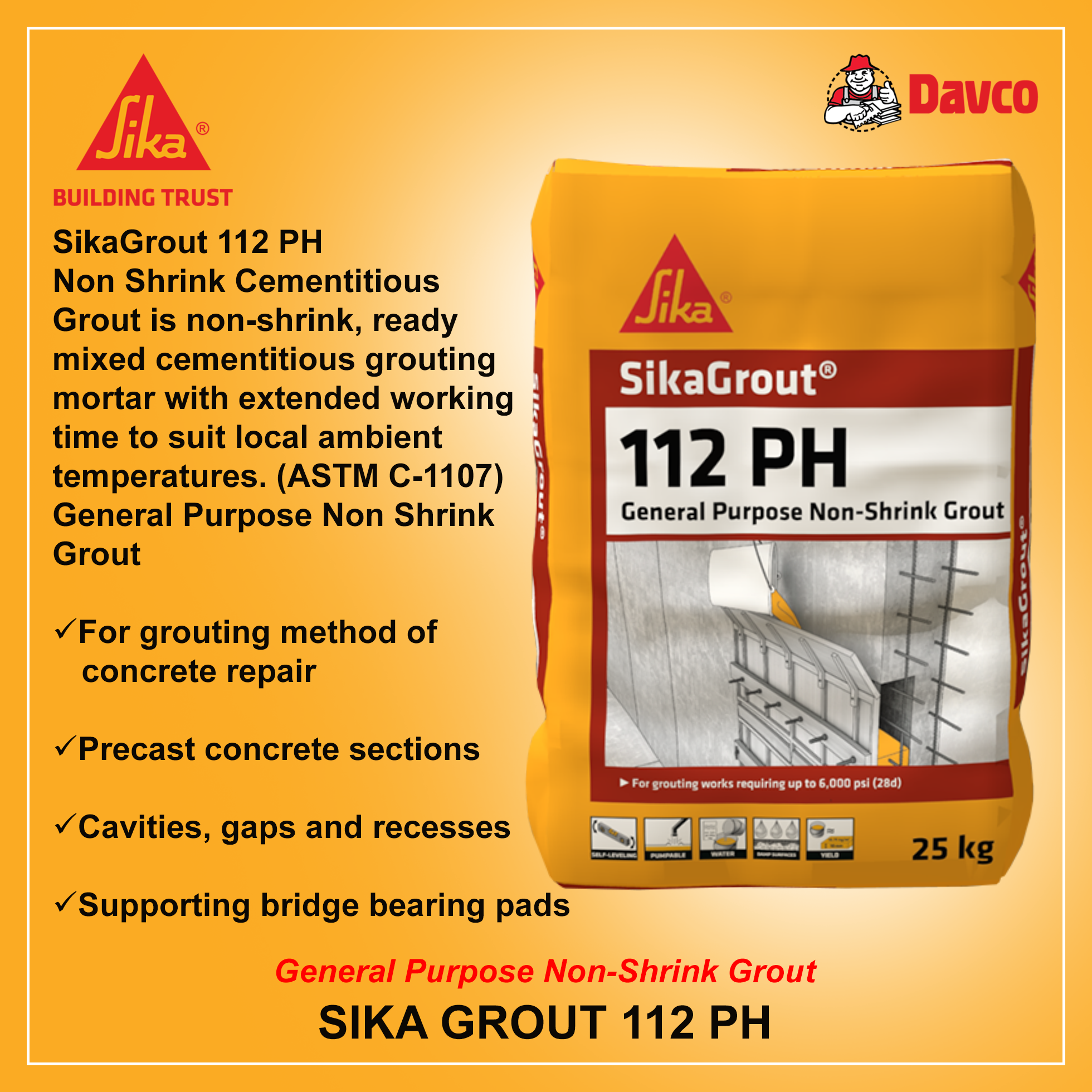 Sika Grout 112 PH 25KG Non Shrink Cementitious Grout Cement | Lazada PH