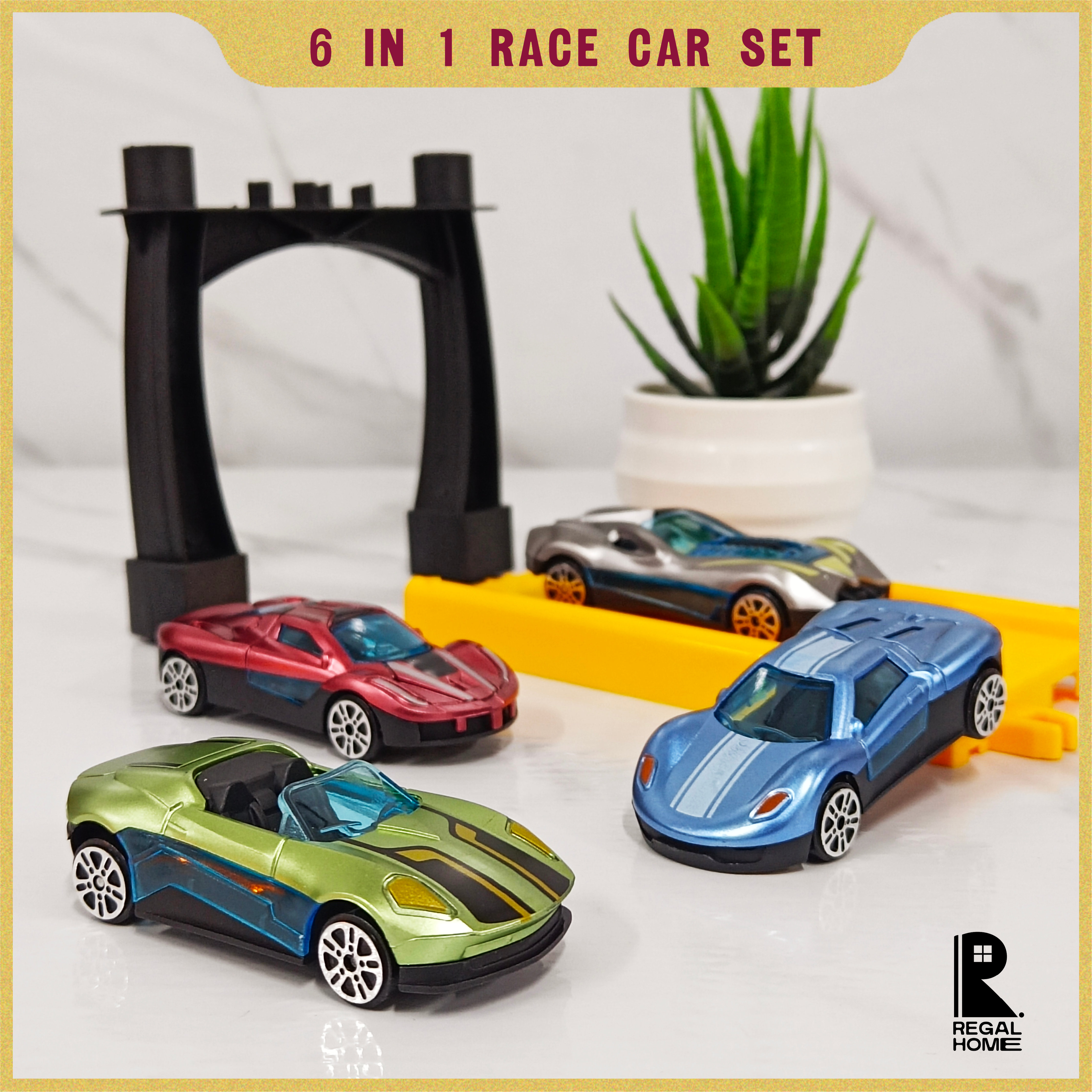 6 In 1 Sulit Race Car Set Four Wheel Fast Strong Force Racing Car ...