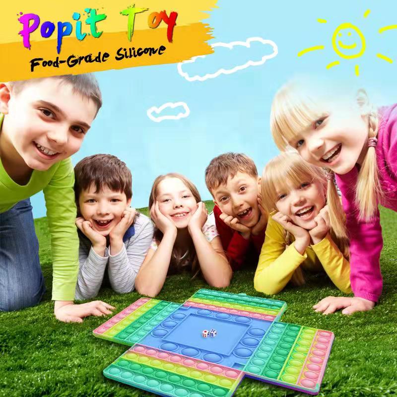 Pop it Big Size Fidget Toys Rainbow Popit Table Board Game Bubble Push ...